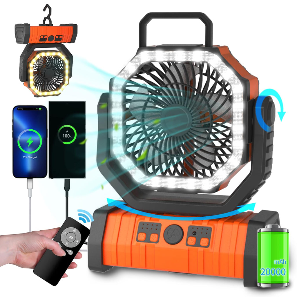 Sakerplus Rechargeable RC Camping Fan