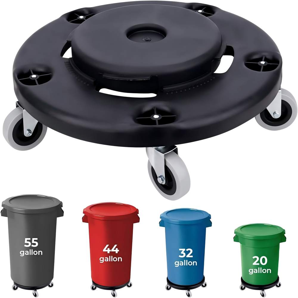 Sakerplus® Round Trash Can Dolly Cart Heavy Duty Garbage Can Dolly with ...