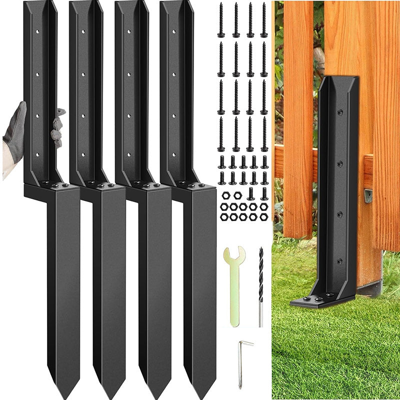 Sakerplus® Fence Post Repair Kit, Heavy Duty Metal Fence Post Anchor ...