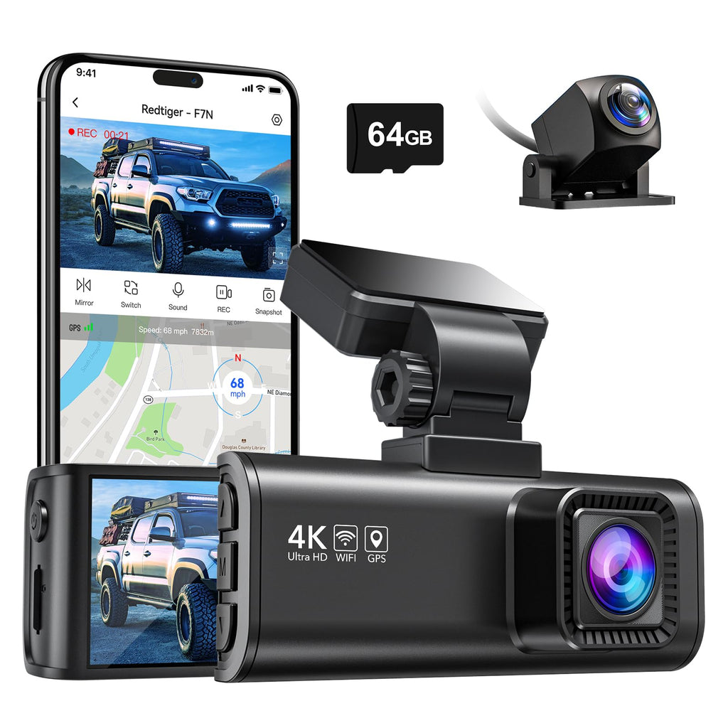 Sakerplus® 4K Dual Front and Rear Camera with 4K Ultra HD Front Dash ...