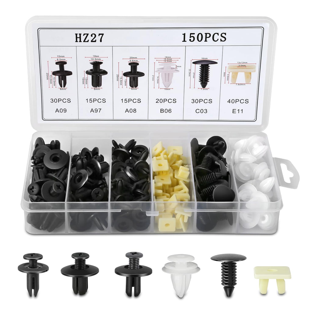 Sakerplus® 150pcs Universal Nylon Bumper Retainer Clips Kit Automotive ...