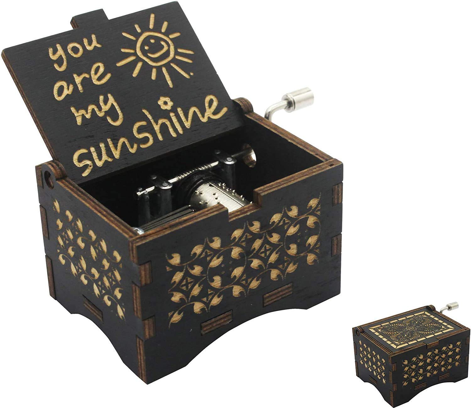 Sakerplus® Wooden Hand Crank Music Box You Are My Sunshine Melody ...